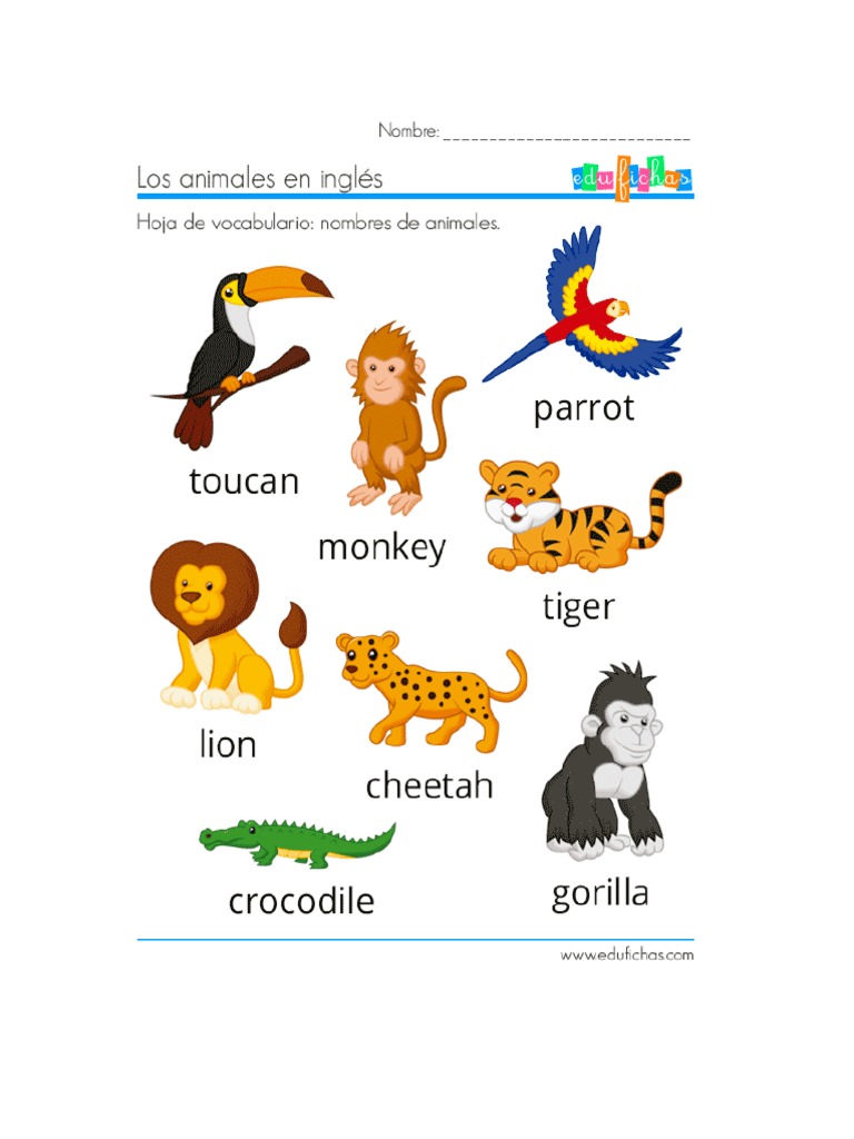 Animales en Ingles | PDF