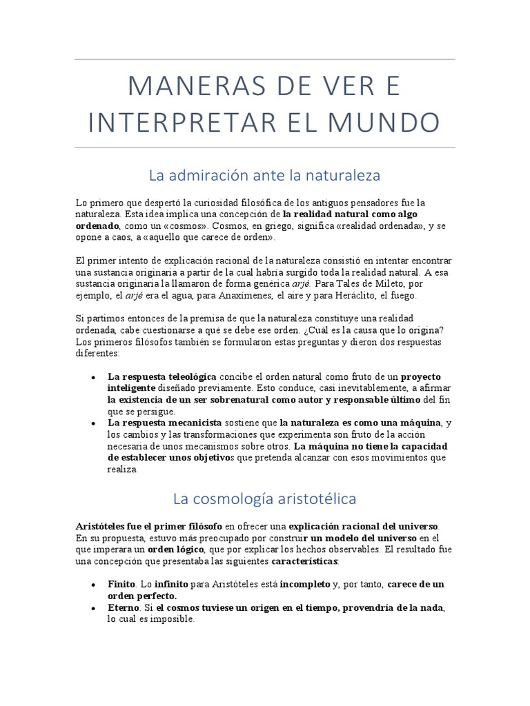 Resumen Maneras de Ver e Interpretar El Mundo | PDF | Mecánica cuántica ...