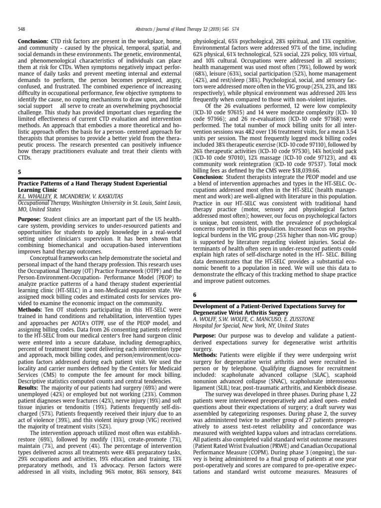 Abstracts / Journal of Hand Therapy 32 (2019) 545 E574 548 | Download ...