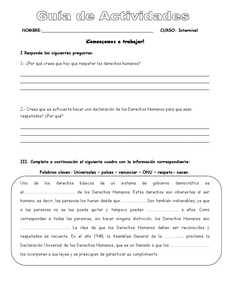 Actividades Derechos Humanos | PDF