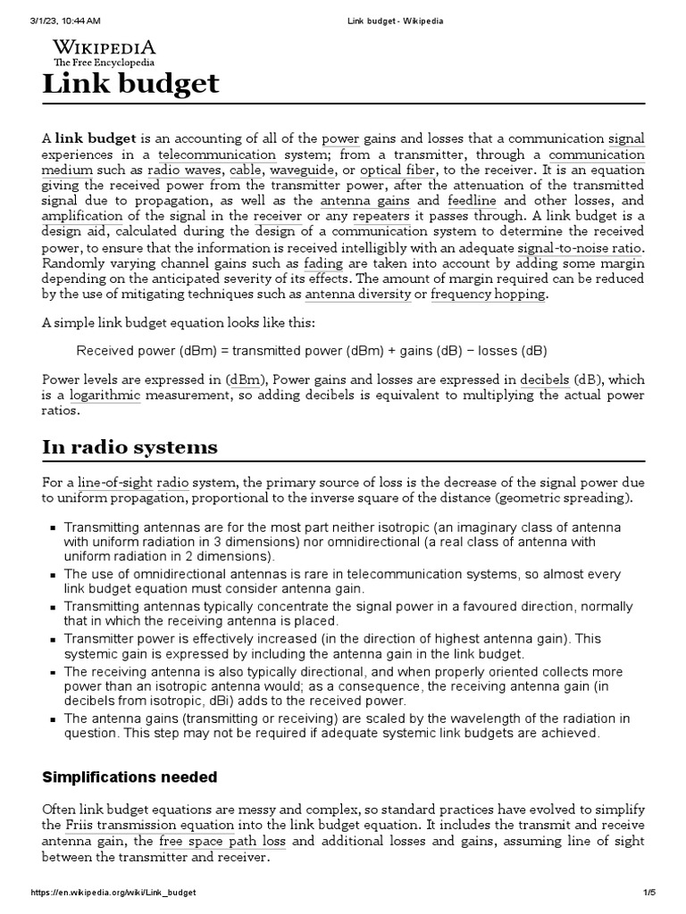 Link Budget | PDF | Antenna (Radio) | Broadcasting