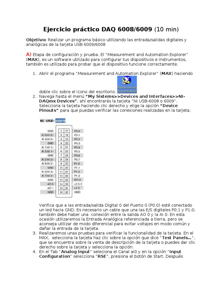 Ejercicio Práctico con DAQ 6008/6009 | PDF | Point and Click | Software