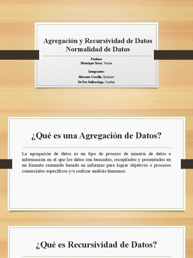 Agregación y Recursividad de Datos Normalidad de Datos | PDF | Bases de datos | Base de datos ...