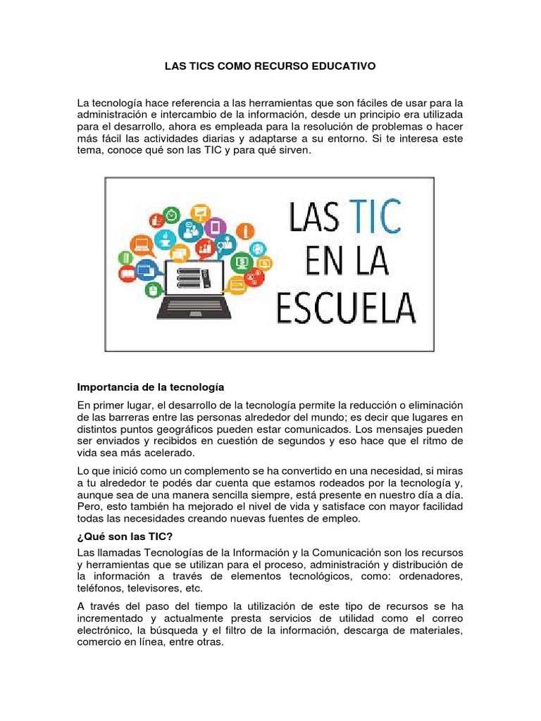 Tema - Que Son Las Tics y para Que Sirve | PDF | Tecnología de información y comunicaciones ...