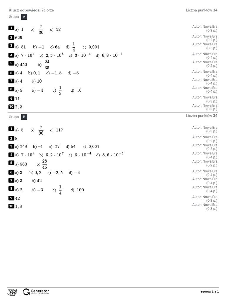 7c Orze Klucz Odpowiedzi | PDF