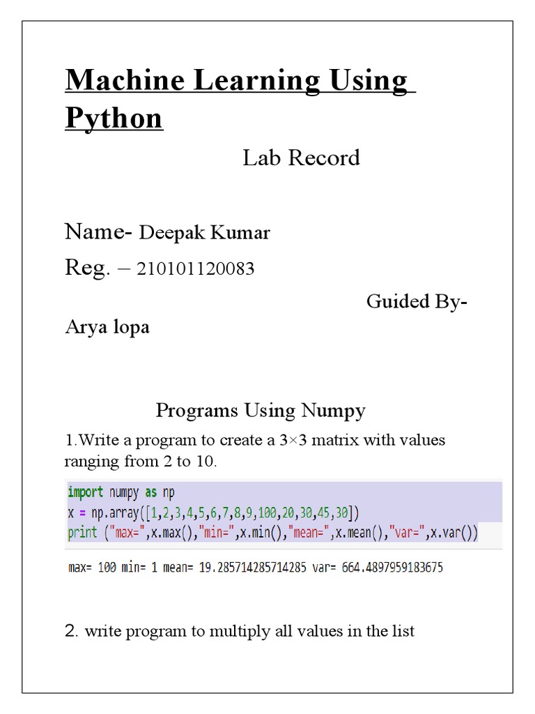 Python Lab Programs Guide | PDF