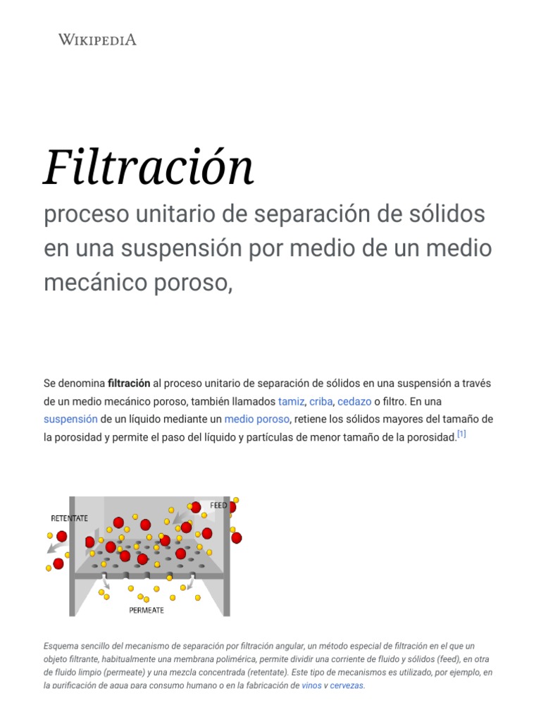 Proceso y Aplicaciones de Filtración | PDF | Filtración | Ciencias fisicas