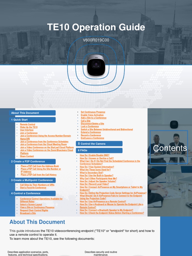 TE10 Operation Guide | PDF | Menu (Computing) | Videotelephony