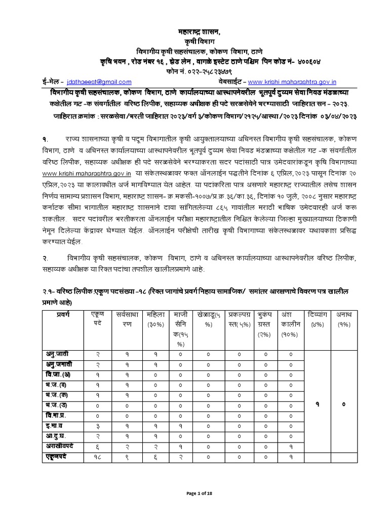 Advt Clerical Thane Kokan Vibhag 06-04-2023 | PDF