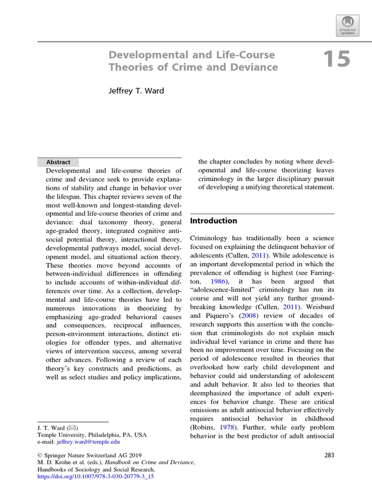 Developmental and Life-Course Theories of Crime and Deviance | PDF ...