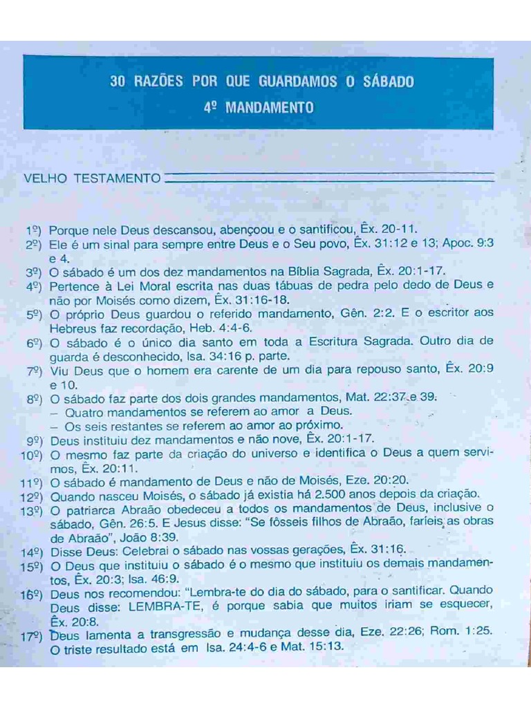 30 Razões para Guardar o Sábado | PDF
