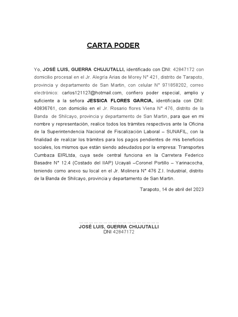 Carta Poder Amplio | PDF