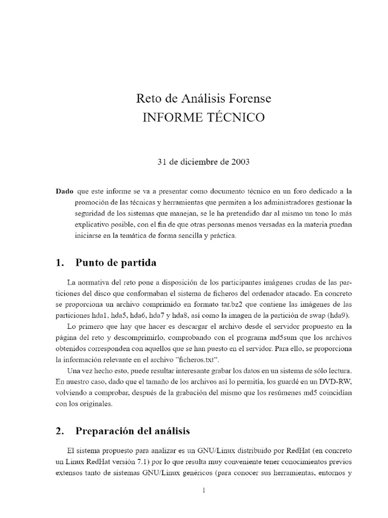 Reto de Análisis Forense INFORME TÉCNICO - PDF | PDF