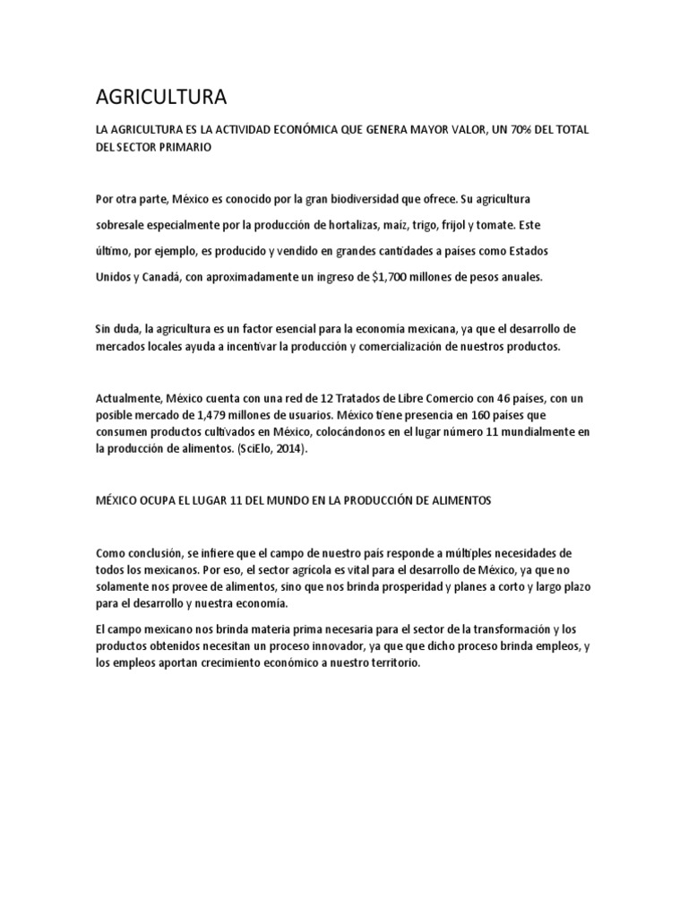 Agricultura y Producción en México | PDF | Agricultura | México