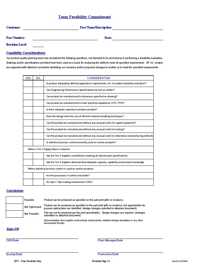 QF75 - Team Feasibility Form | PDF | Specification (Technical Standard ...