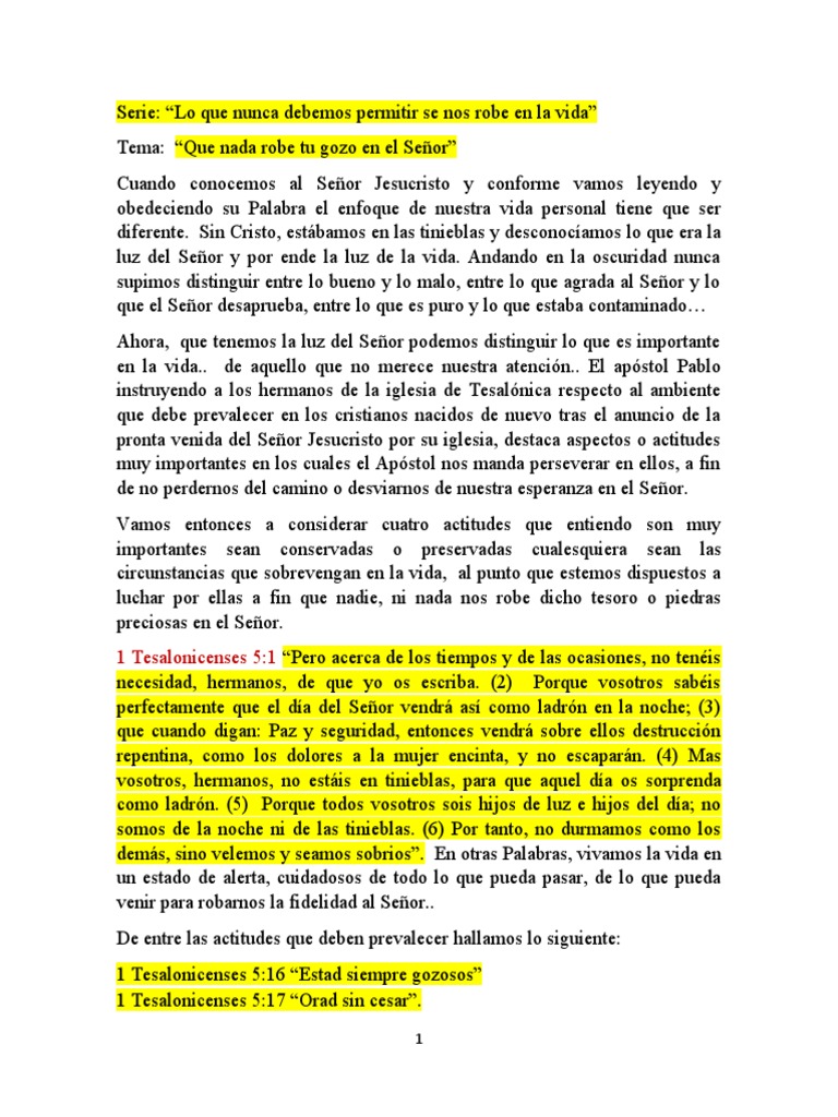 Que Nadie Robe Tu Gozo en el Señor | PDF | Pablo el apóstol | Cristo ...