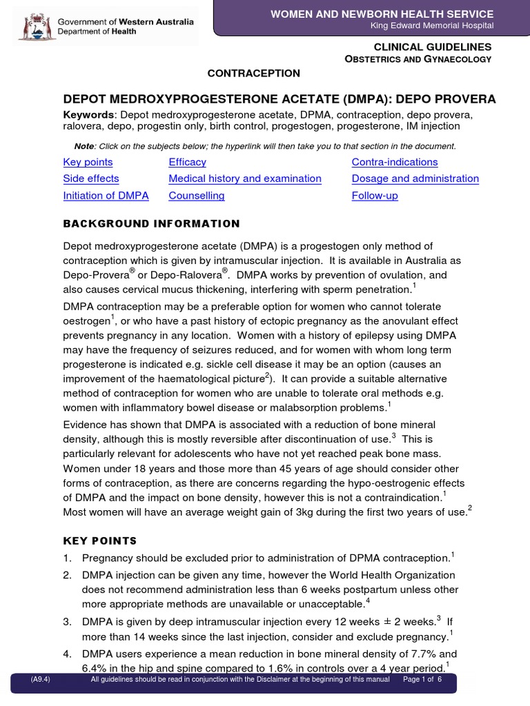 Dmpa | PDF | Birth Control | Pregnancy