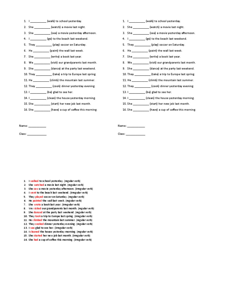 Test - Past Simple | PDF | Grammar | Grammatical Conjugation