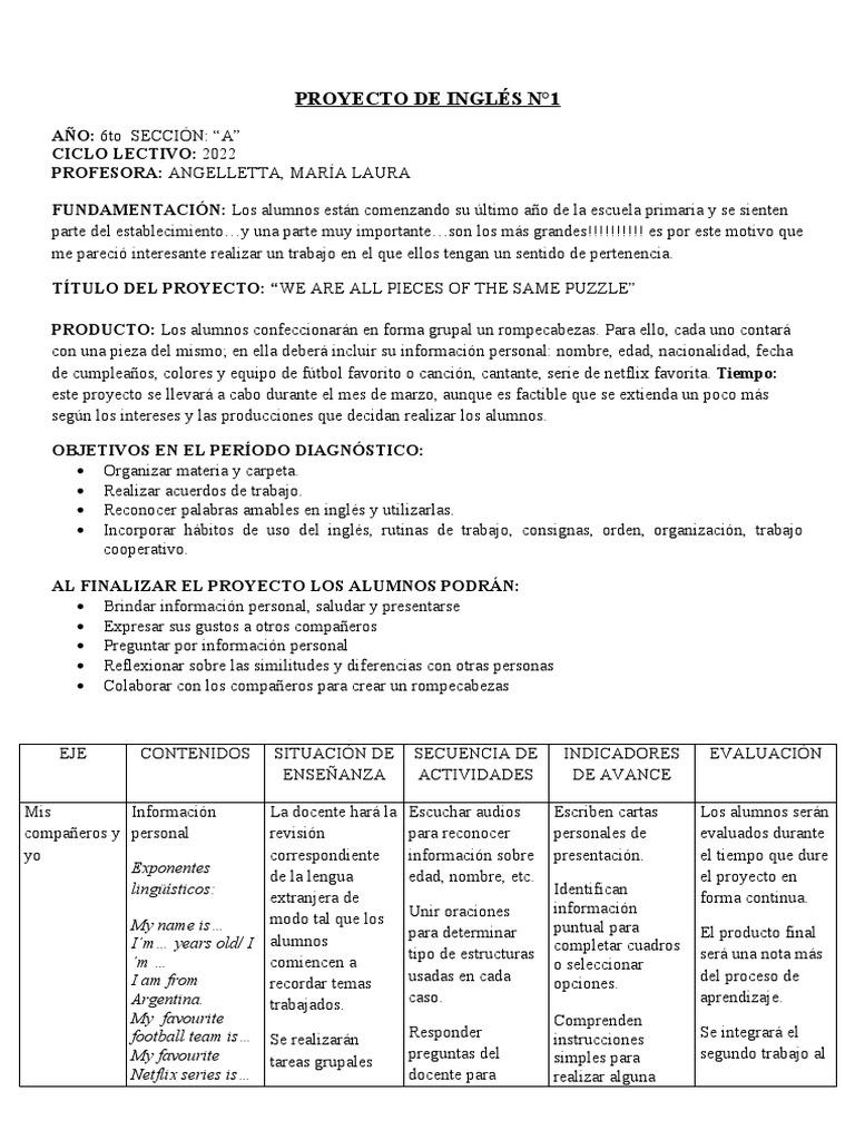 Proyecto Inglés 1 | PDF | Chat en linea
