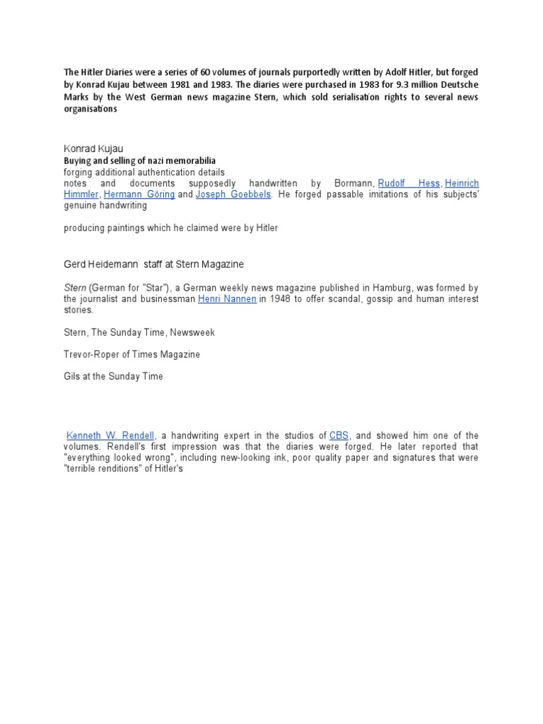 Hitler Diaries Case | PDF | History