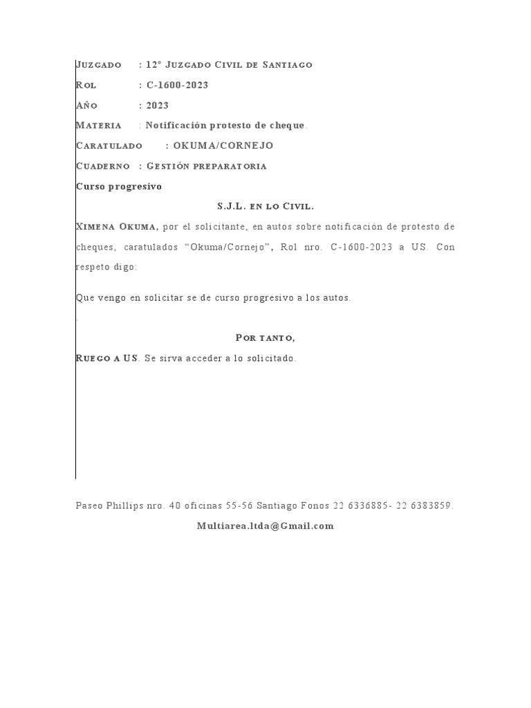 Notificación Protesto Cheque 2023 | PDF | Derecho