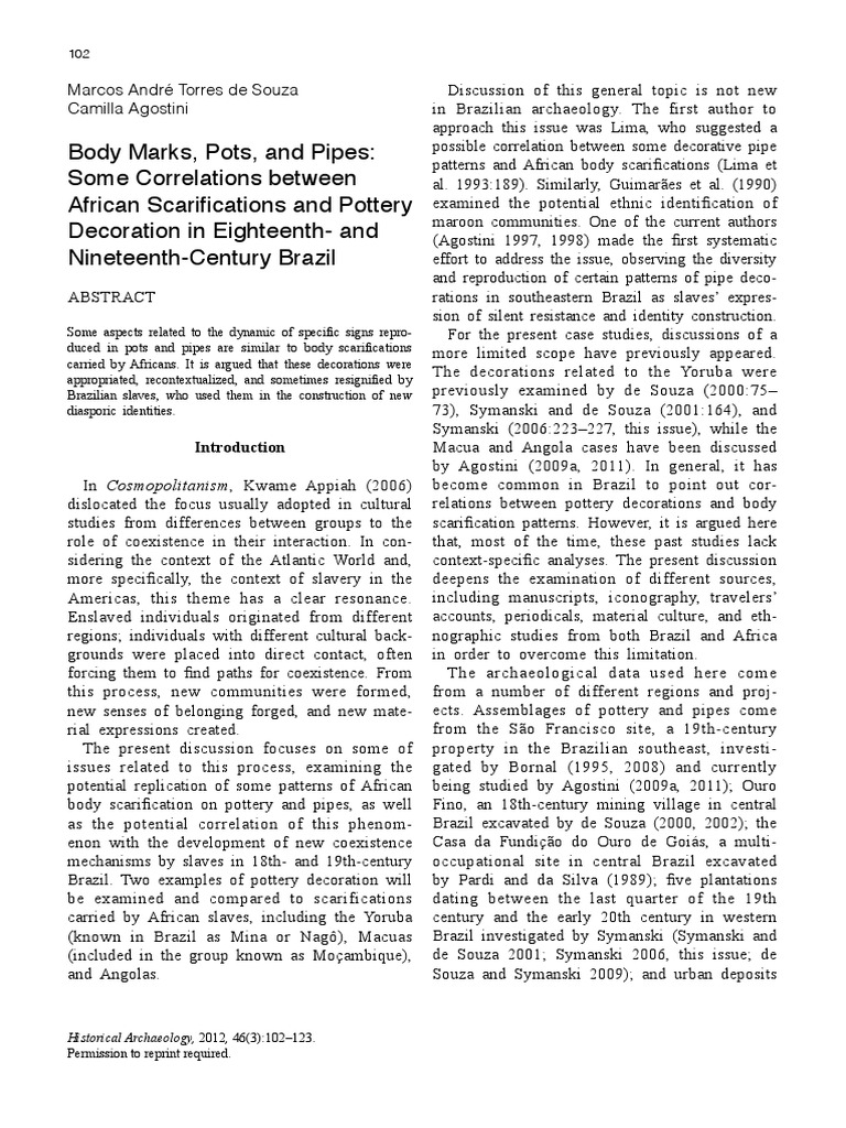 Body Marks, Pots, and Pipes - Some Correlations Between African ...