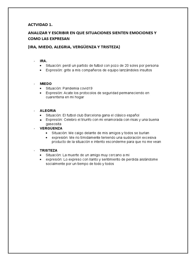 Emociones: Situaciones y Expresiones | PDF | Ira | Las emociones