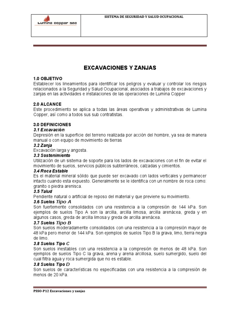 Exacavaciones y Zanjas | PDF | Seguridad y salud ocupacional