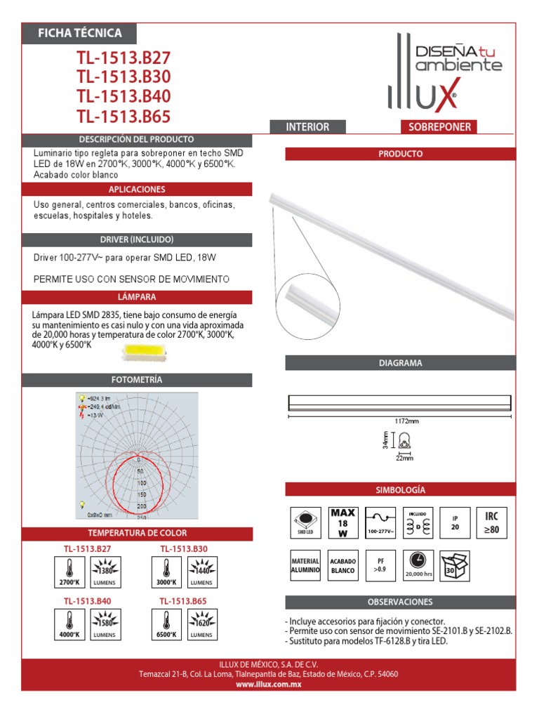 TL-1513.B30 TL-1513.B27 TL-1513.B40 TL-1513.B65: Ficha Técnica | PDF | Diodo emisor de luz ...
