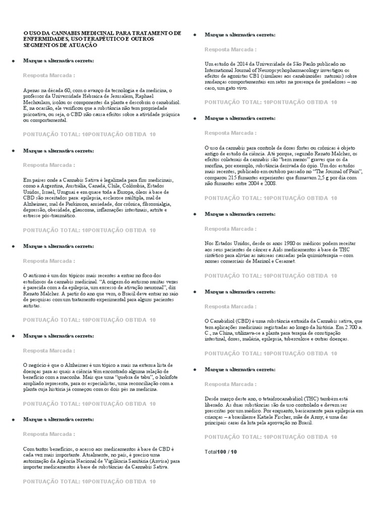 O Uso Da Cannabis Medicinal Para Tratamento De Enfermidades Pdf