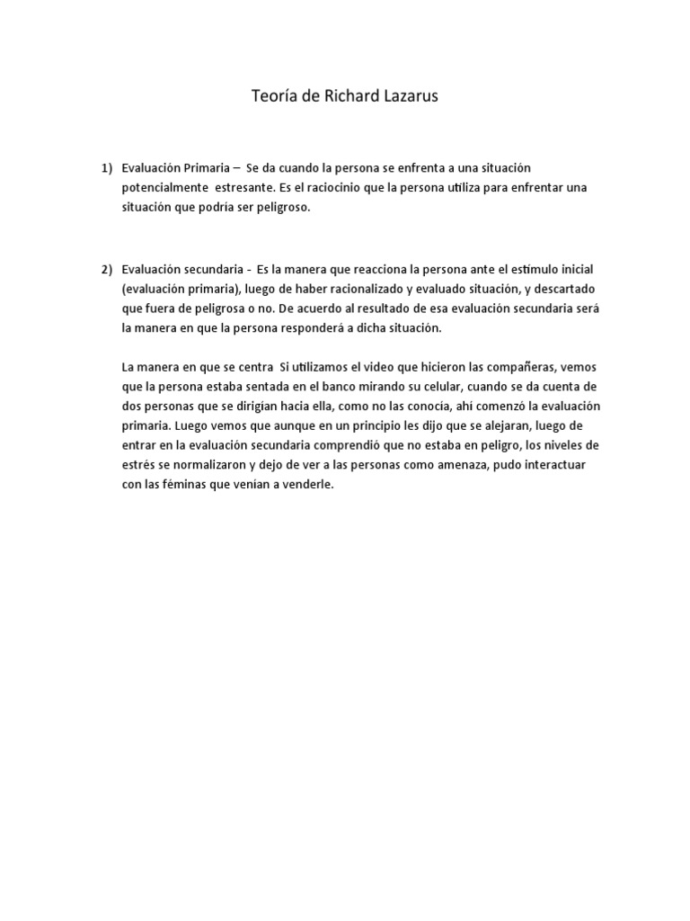 Teoría de Richard Lazarus | PDF