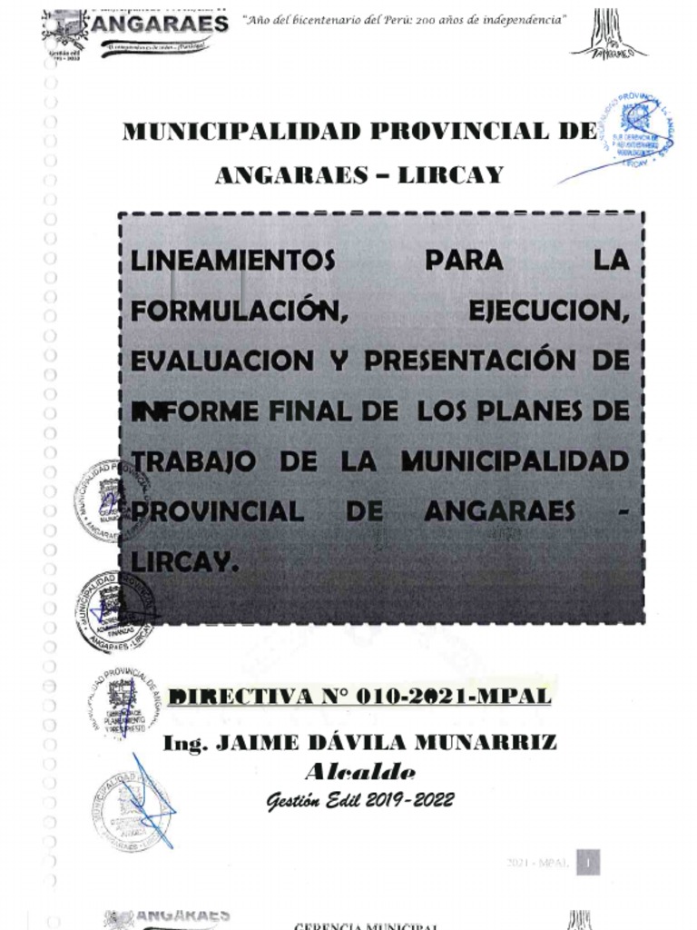 Directiva N°010-2021-Mpal | PDF