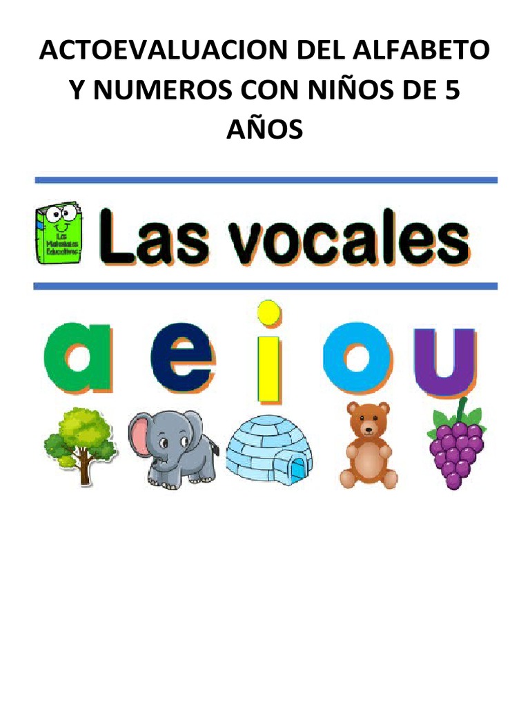 Evaluación de Alfabeto y Números 5 Años | PDF