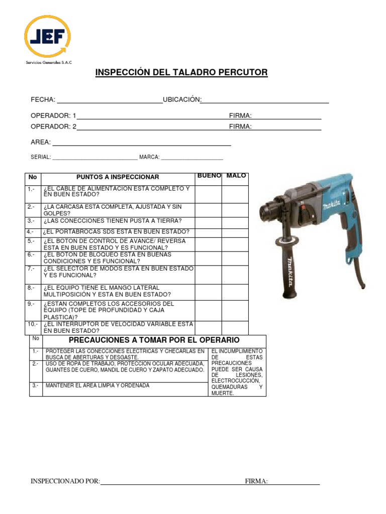 CHECK LIST TALADRO PERCUTOR | PDF