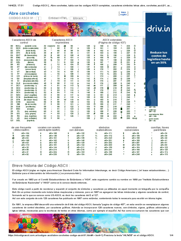 Codigo Asci | PDF | Caligrafía occidental | Codificaciones