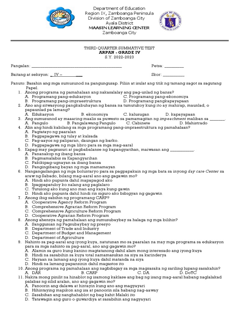 Q3 Arpan Periodic Test | PDF