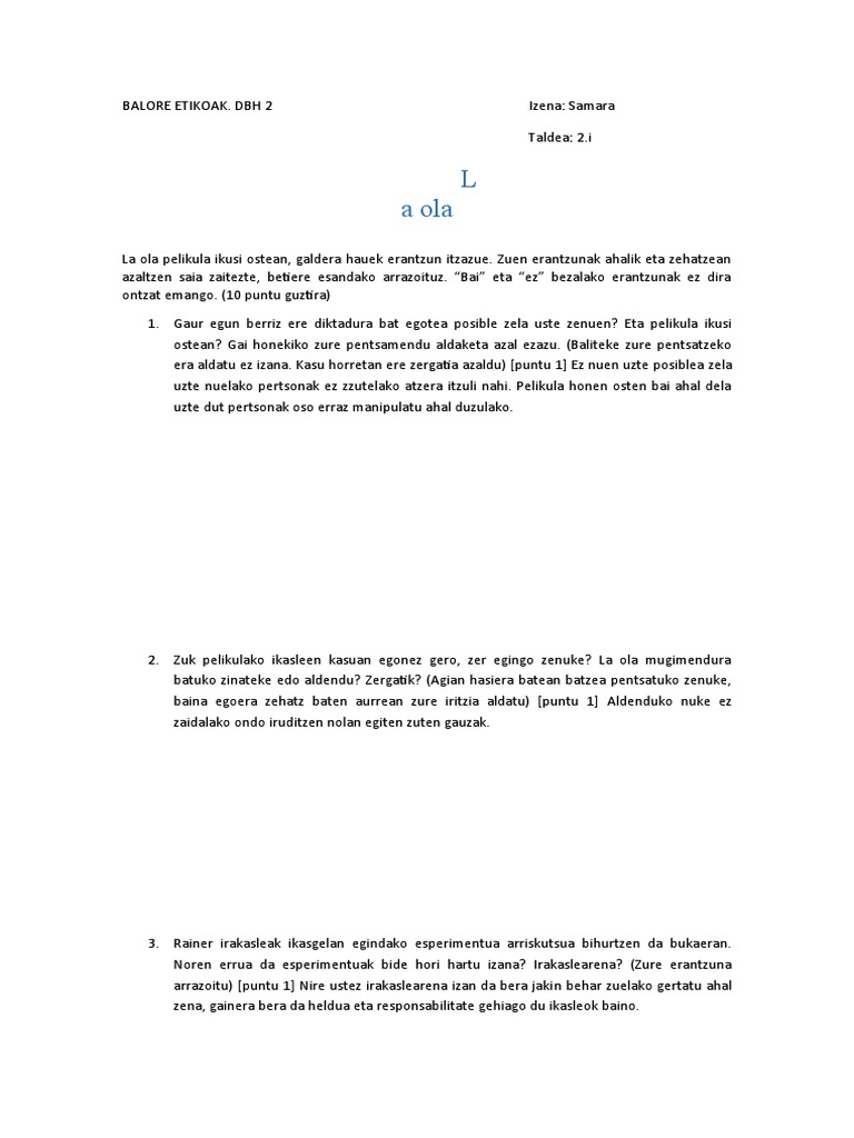 Samara 2.i La Ola (DBH 2) | PDF