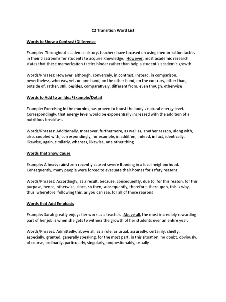 Transition Words | PDF