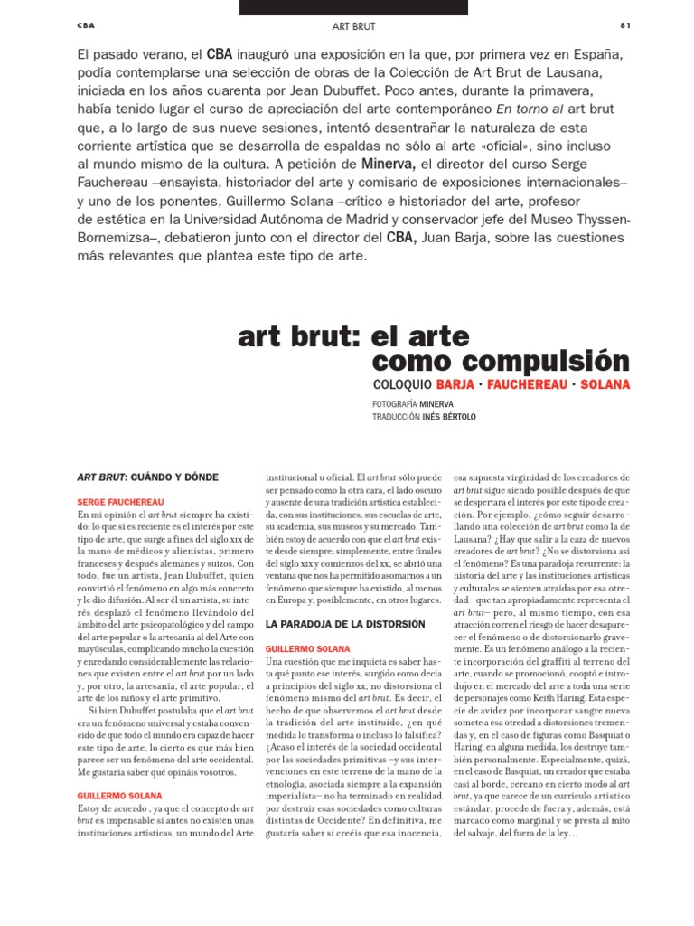 Art Brut: El Arte Como Compulsión: Coloquio | PDF | Historia del Arte | Estética