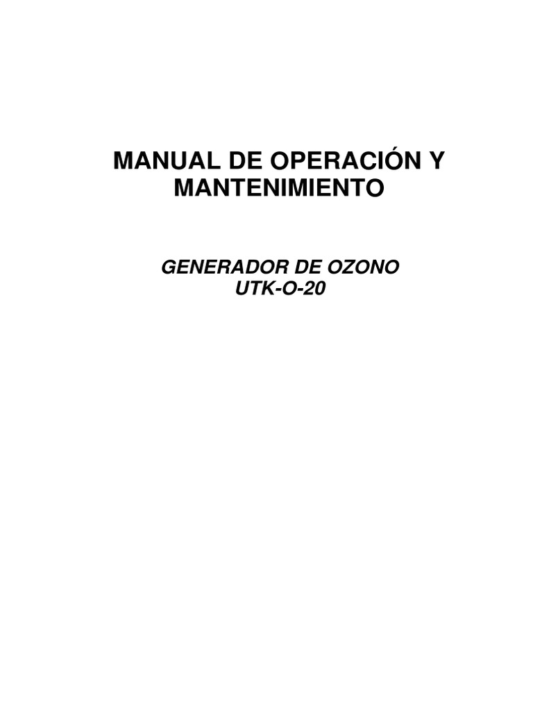 Manual Ozono UTK-O-20 - 2021 | PDF | Ozono | Oxígeno