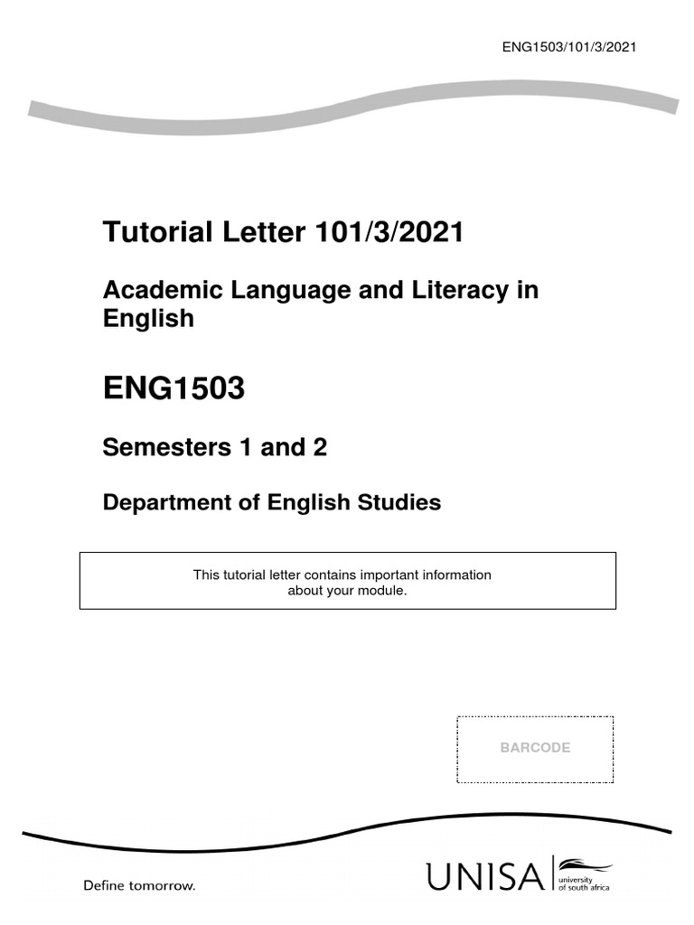 Tutorial Letter 101/3/2021: Academic Language and Literacy in English ...