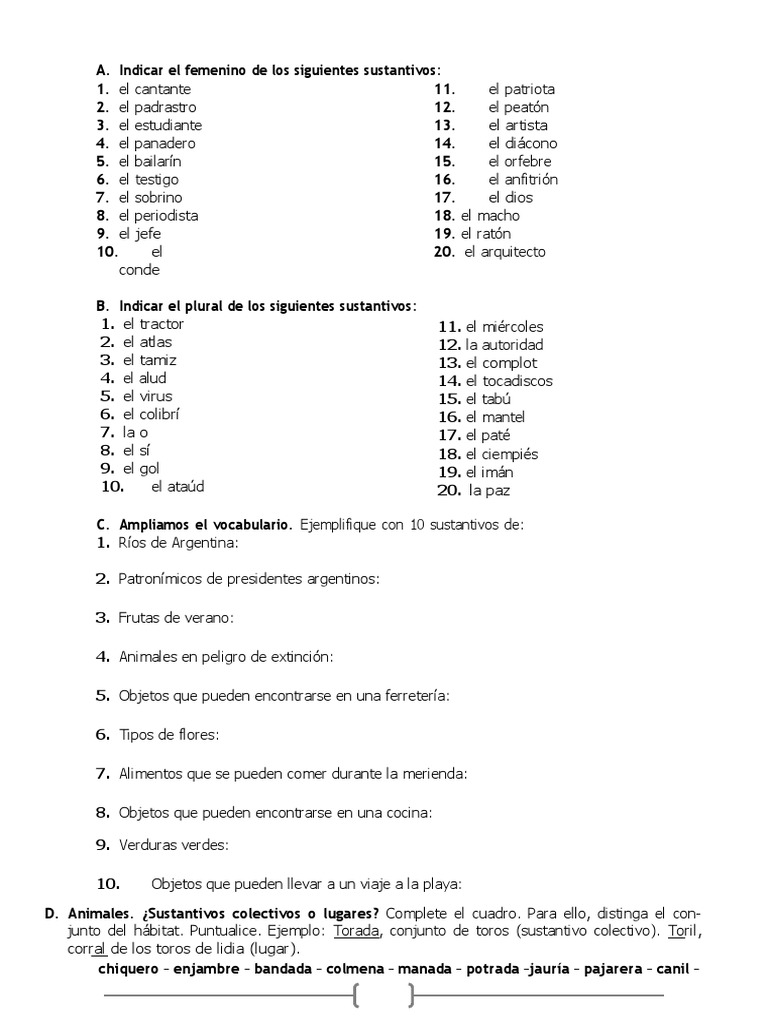 Sustantivos: Género y Plural para Niños | PDF | Libros para adolescentes