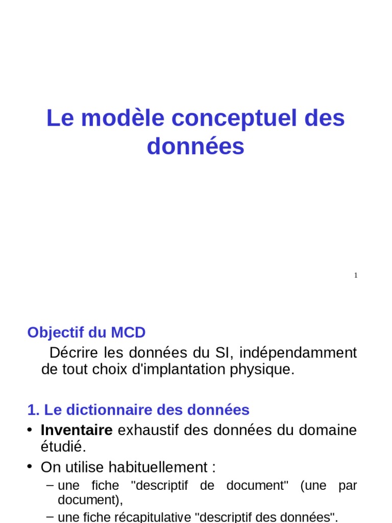 Modèle Conceptuel des Données (MCD) | PDF