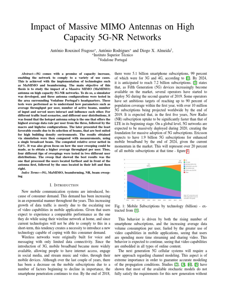 Assessing the Impact of Massive MIMO Antennas on Network Capacity and User Experience in 5G ...