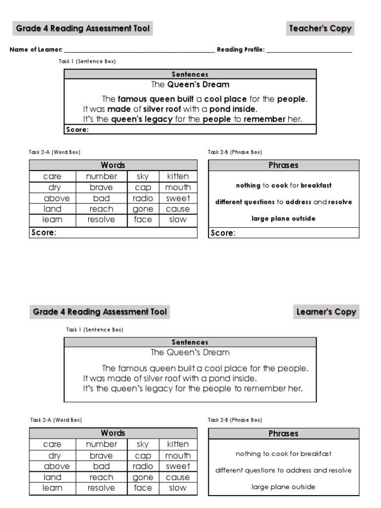 G4 Reading Assessment Tool | PDF | Applied Linguistics | Linguistics