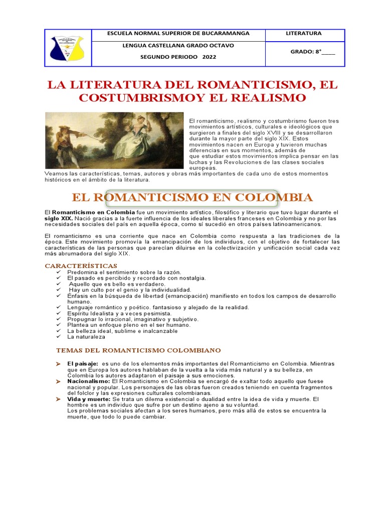 La Literatura Del Romanticismo, El Costumbrismo y El Realismo | PDF | Realismo literario ...