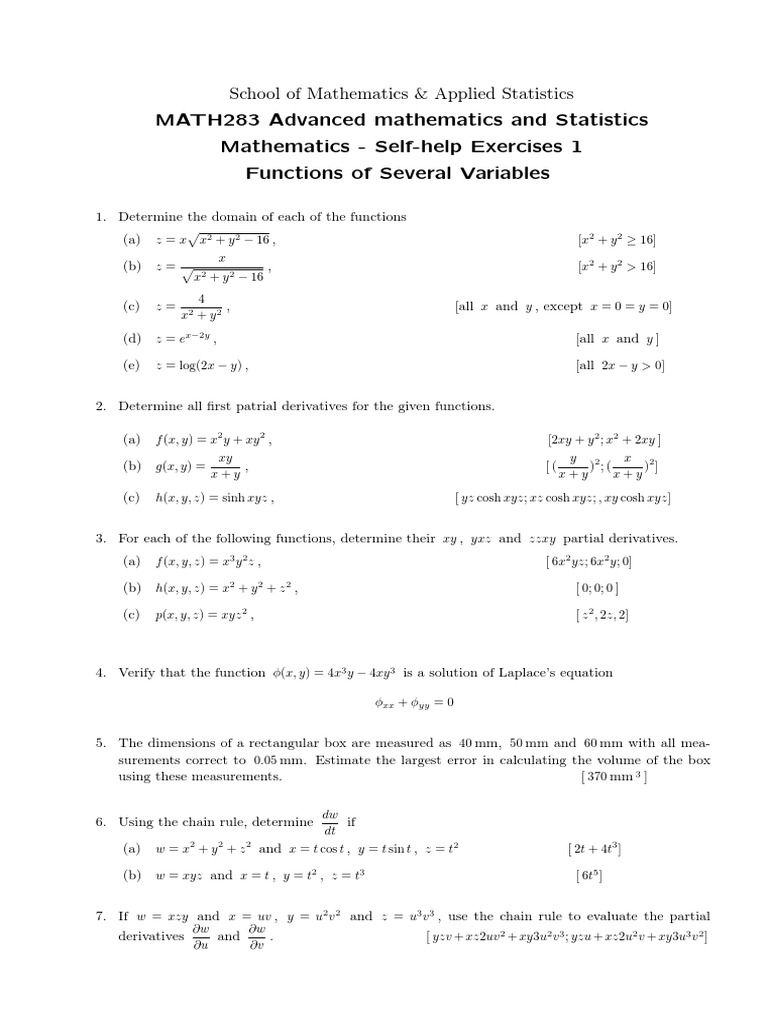 Self-Exercises 1 | PDF | Analysis | Applied Mathematics