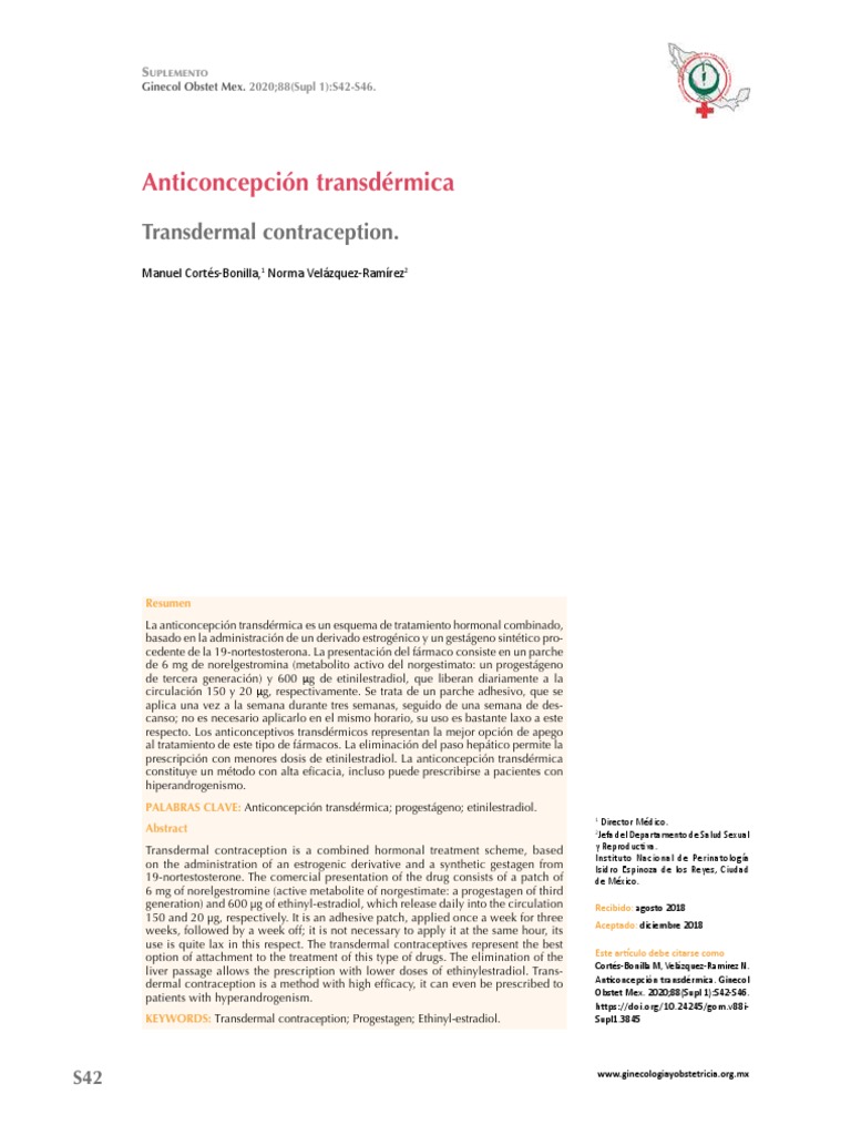 Anticoncepción Transdérmica: Transdermal Contraception | PDF | Control ...