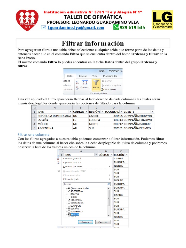 Guía de Filtros en Excel | PDF | Microsoft Excel | Informática