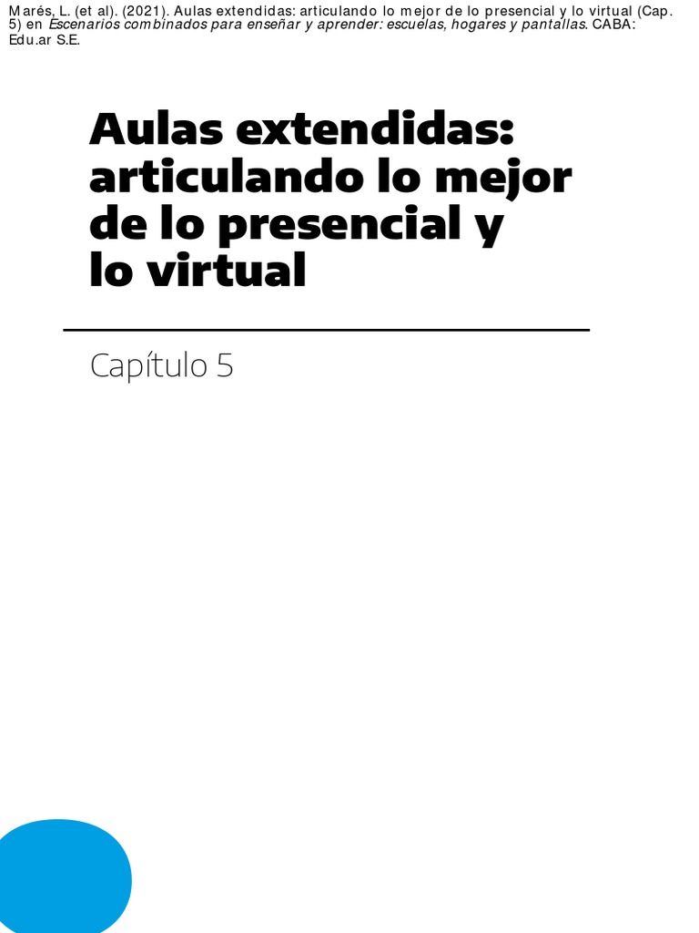 Aulas Extendidas Articulando Lo Mejor de Lo Presencial y Lo Virtual | PDF | Enseñando | Salón de ...